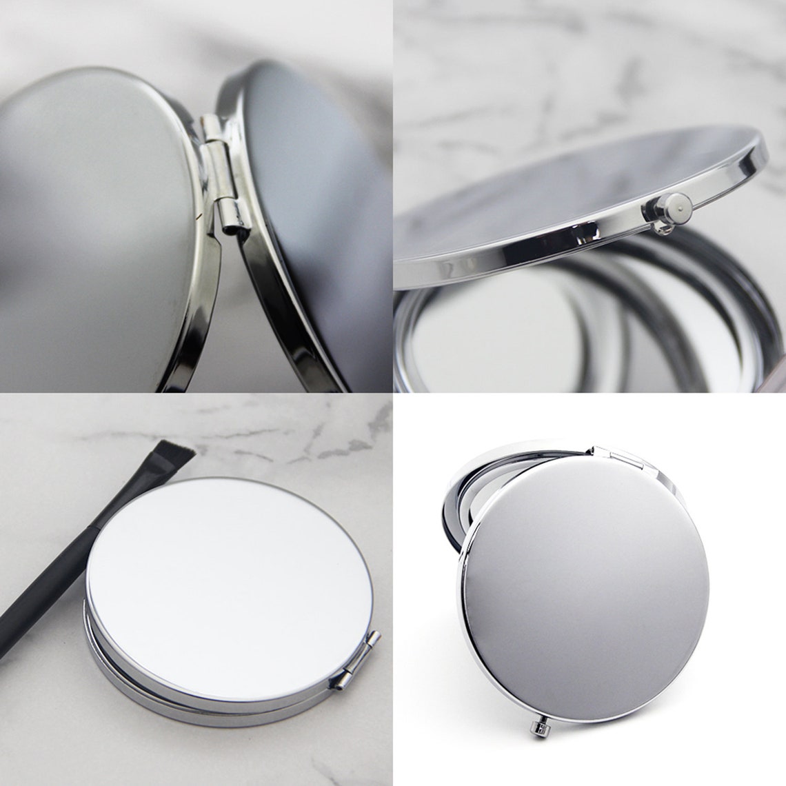 Personalised Engraved Compact Mirror Handbag Silver Birthday | Etsy UK