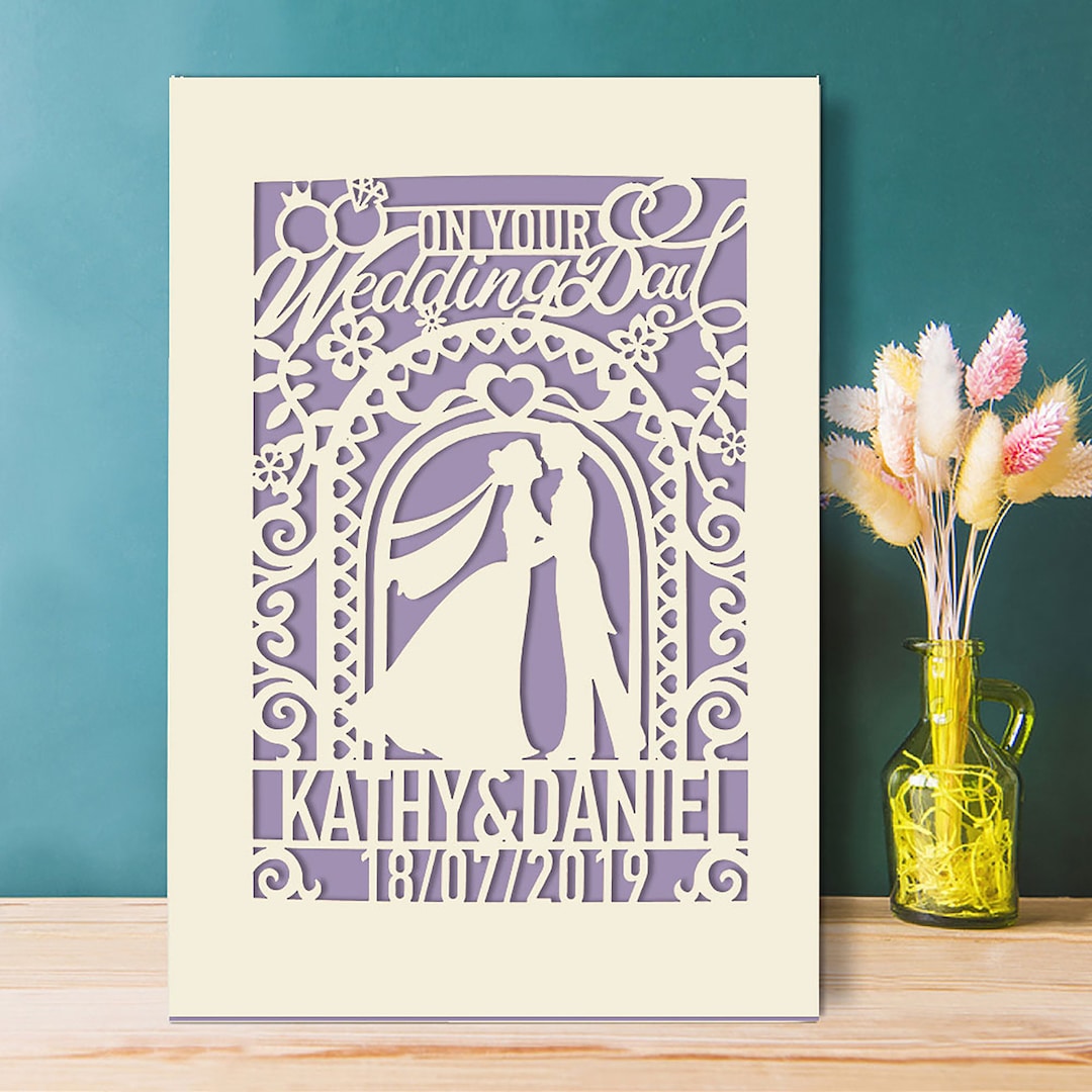 Personalised Papercut Wedding Card, Laser Cut Wedding Anniversary Card ...