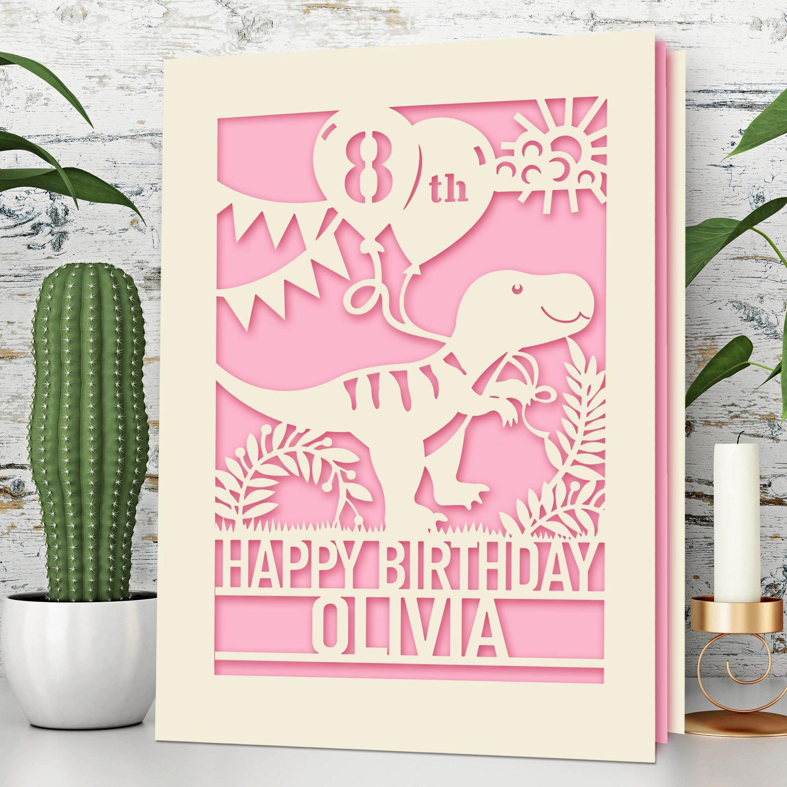 Personalised Birthday Card With Dinosaur Dsign for Him Custom Birthday ...