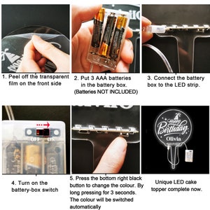 LED Personalised Wedding Cake Toppers 7 Colour Changes Light up Cake ...