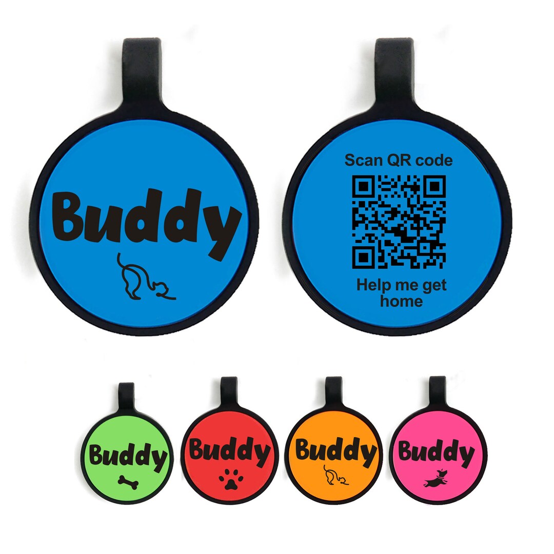 QR Code Dog Tag Personalised ID Tags for Dogs Name Tags Silent Silicone ...