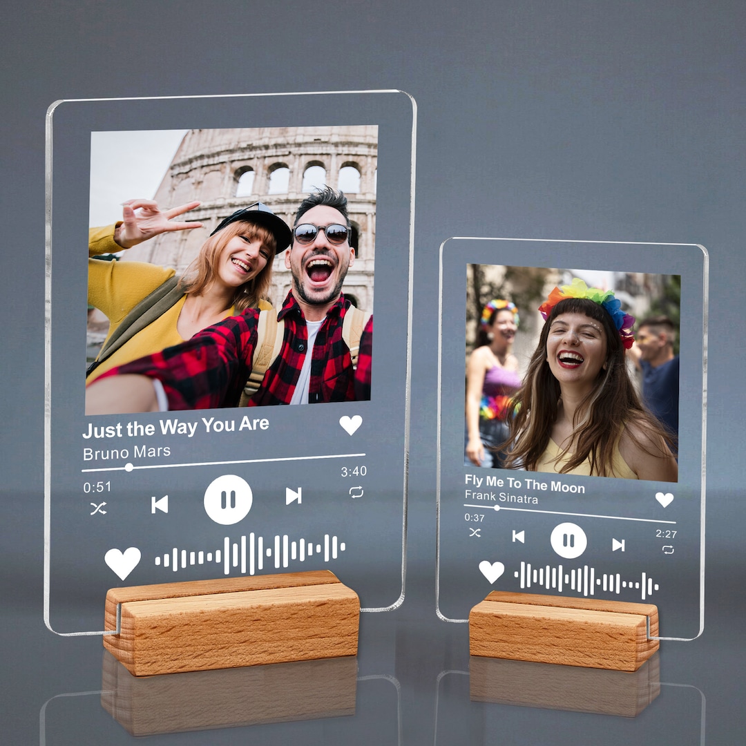 Personalised Music Song Plaque With Wood Base Customized Acrylic Song ...