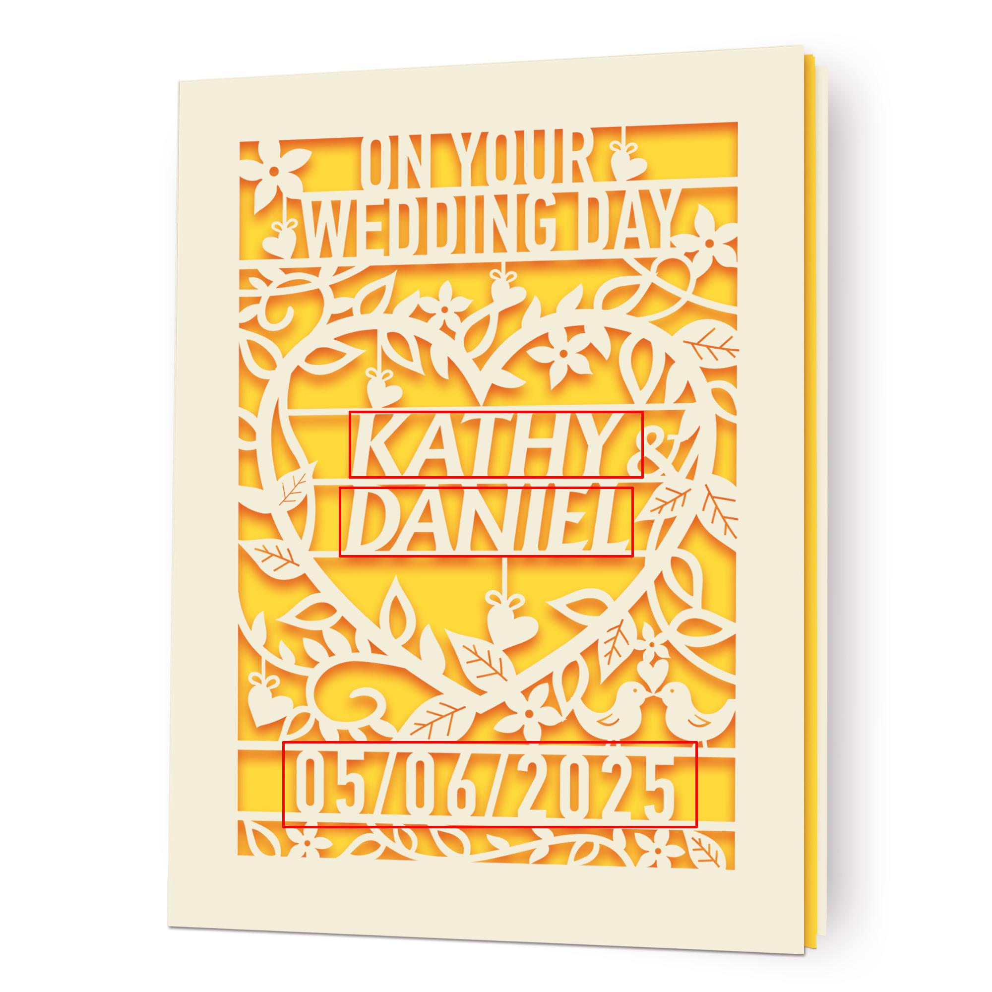 Personalized Wedding Day Card: Custom Names & Date - Etsy