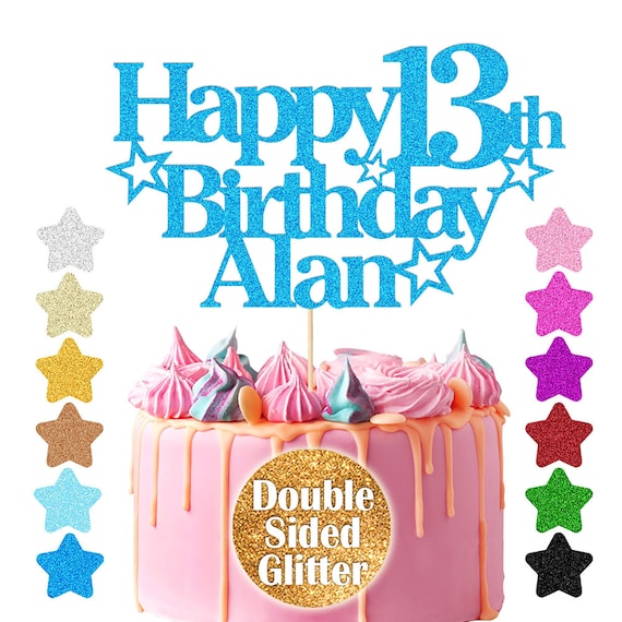Personalised Name and Age Happy Birthday Cake Topper. 18th - Etsy