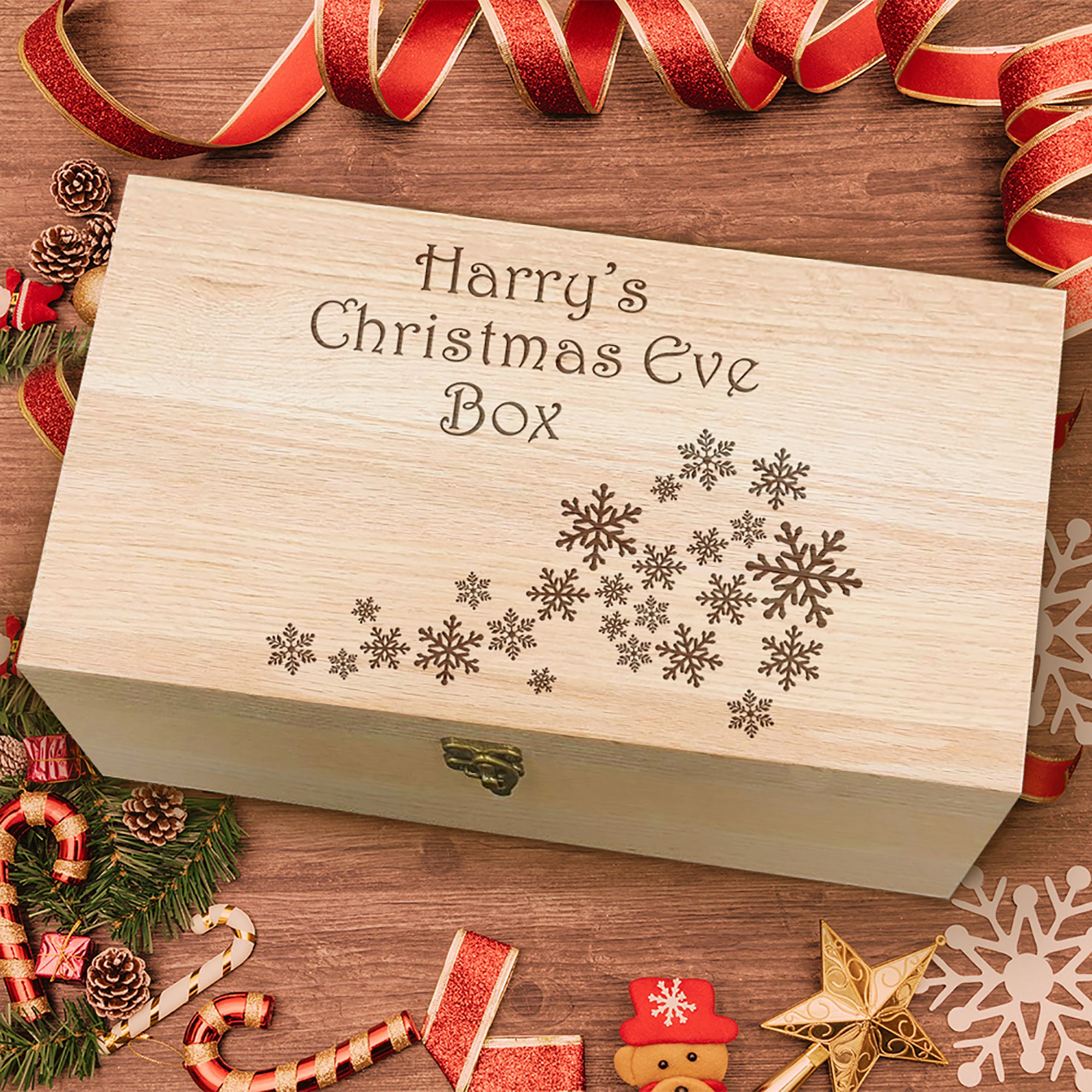 Personalised Wooden Christmas Eve Box Engraved Heavy OAK Xmas | Etsy