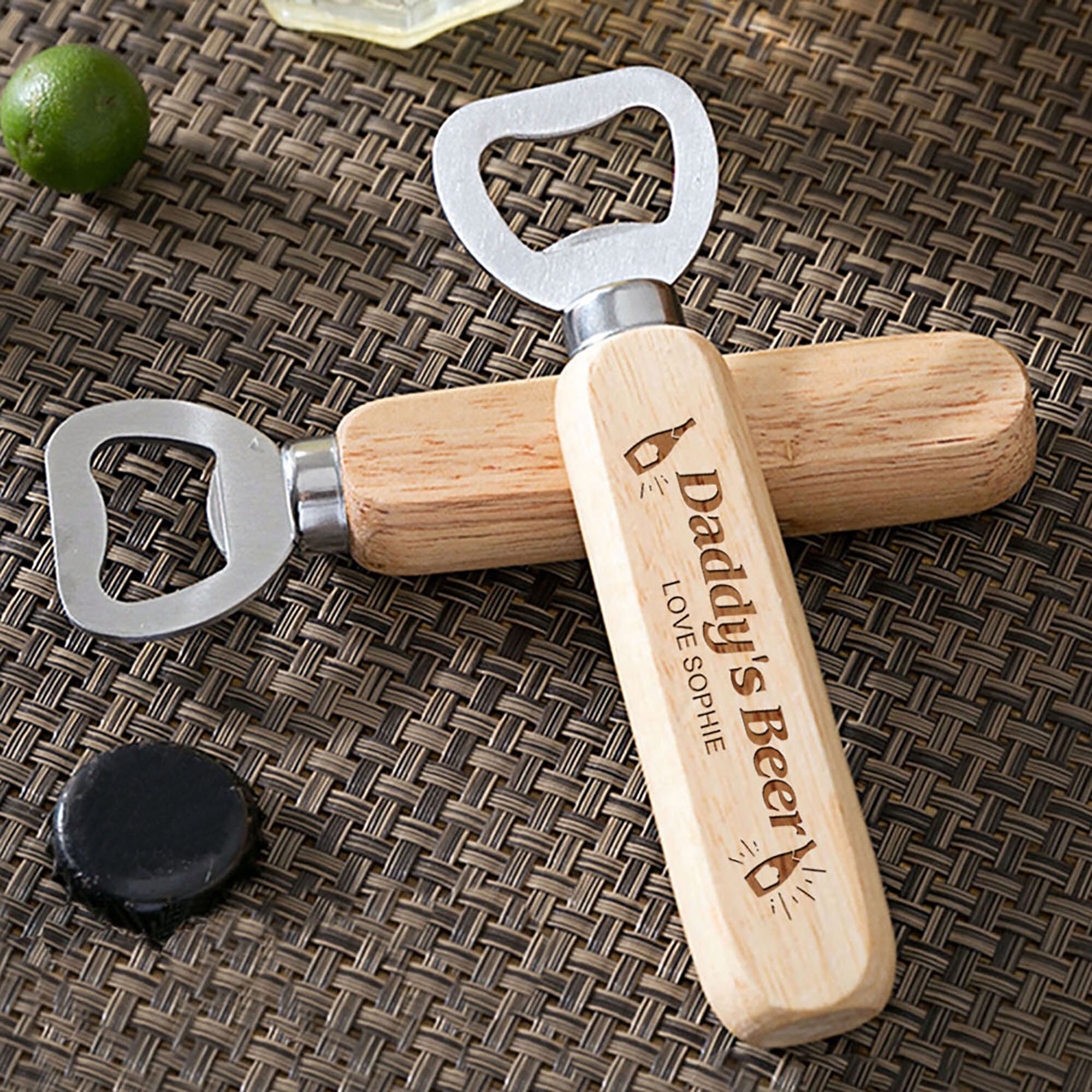 Personalised Wooden Handle Bottle Opener Engraved Wood Bottle Opener
