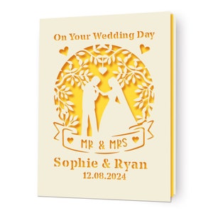 Personalised Papercut Wedding Card, Laser Cut Wedding Anniversary Card ...