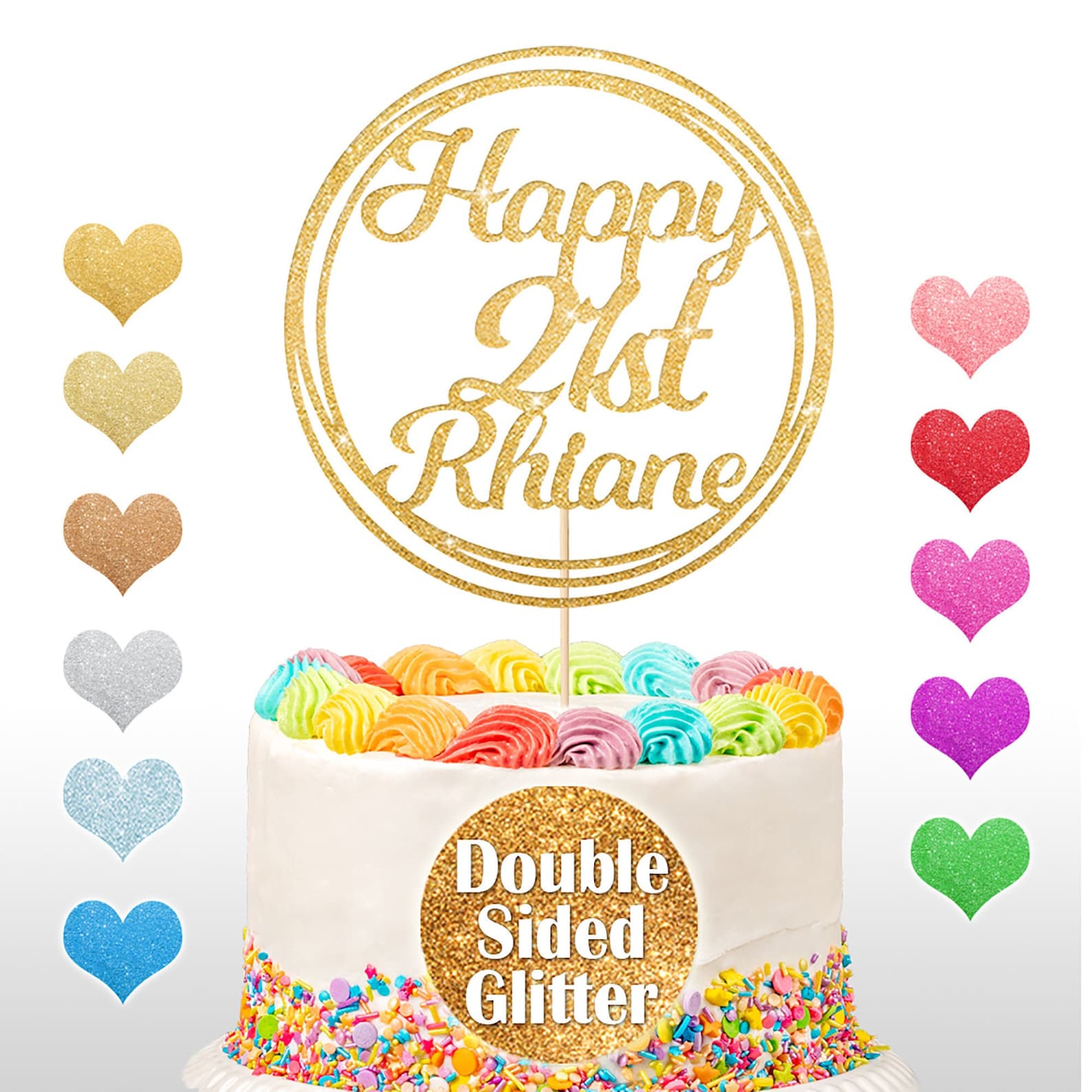 Personalised Birthday Cake Topper Circle Design Cake Topper | Etsy