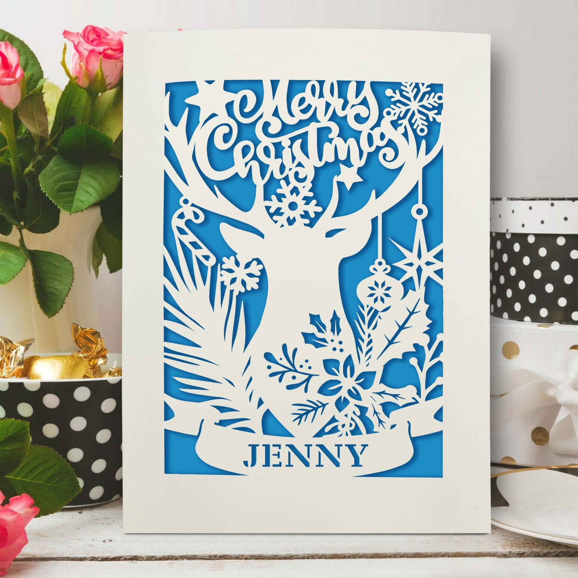 Personalised Merry Christmas Card | Laser Papercut Cards - Greeting ...
