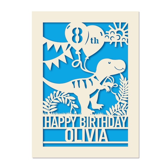 Personalised Birthday Card With Dinosaur Dsign for Him Custom | Etsy UK