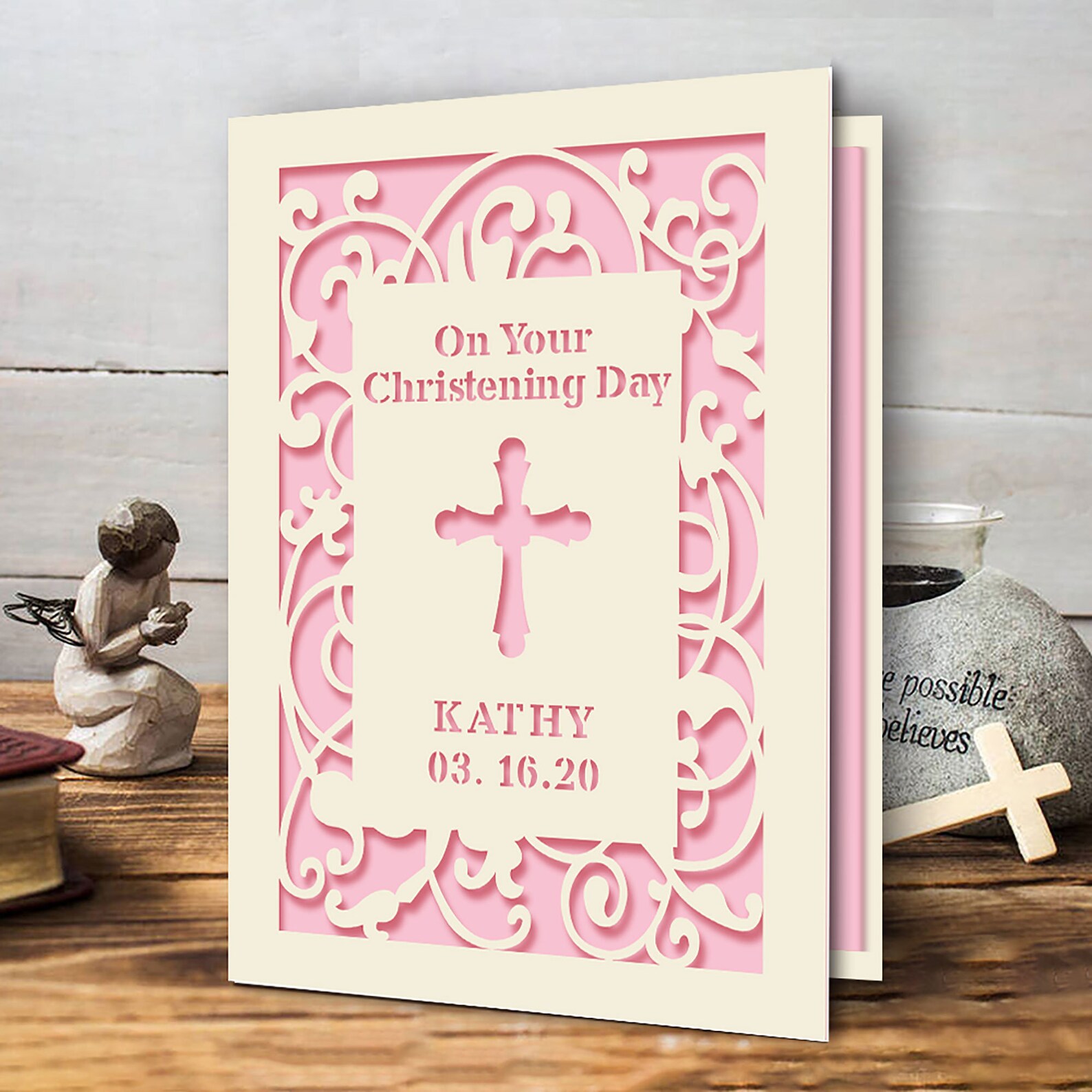 Personalised Boys/girls Christening Card Custom Christening Gift Laser ...