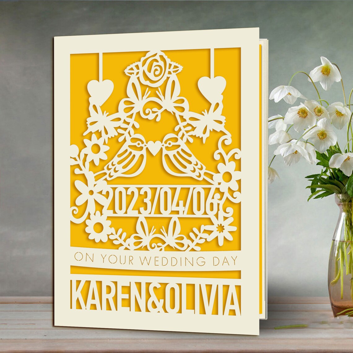 Wedding Card Personalised Wedding Card Laser Cut Wedding Anniversary ...