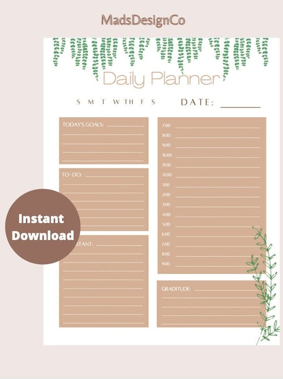 PRINTABLE DAILY PLANNER to Do List Printable Productivity | Etsy