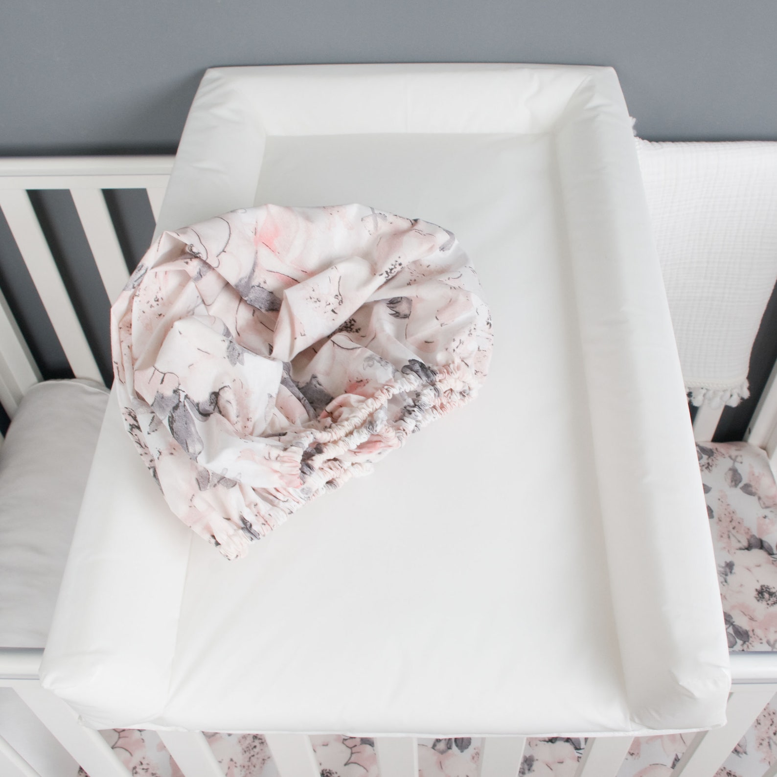 Changing Pad Cover Fitted Mattress Cotton Flower Peonies Print | Etsy