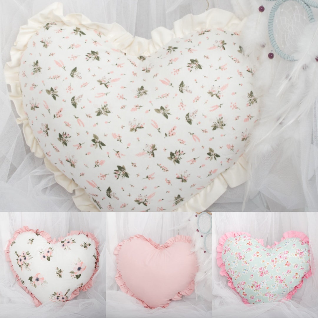 Kids Shaped Heart Pillow Custom Order Decor, Cushion Baby With Ruffled ...