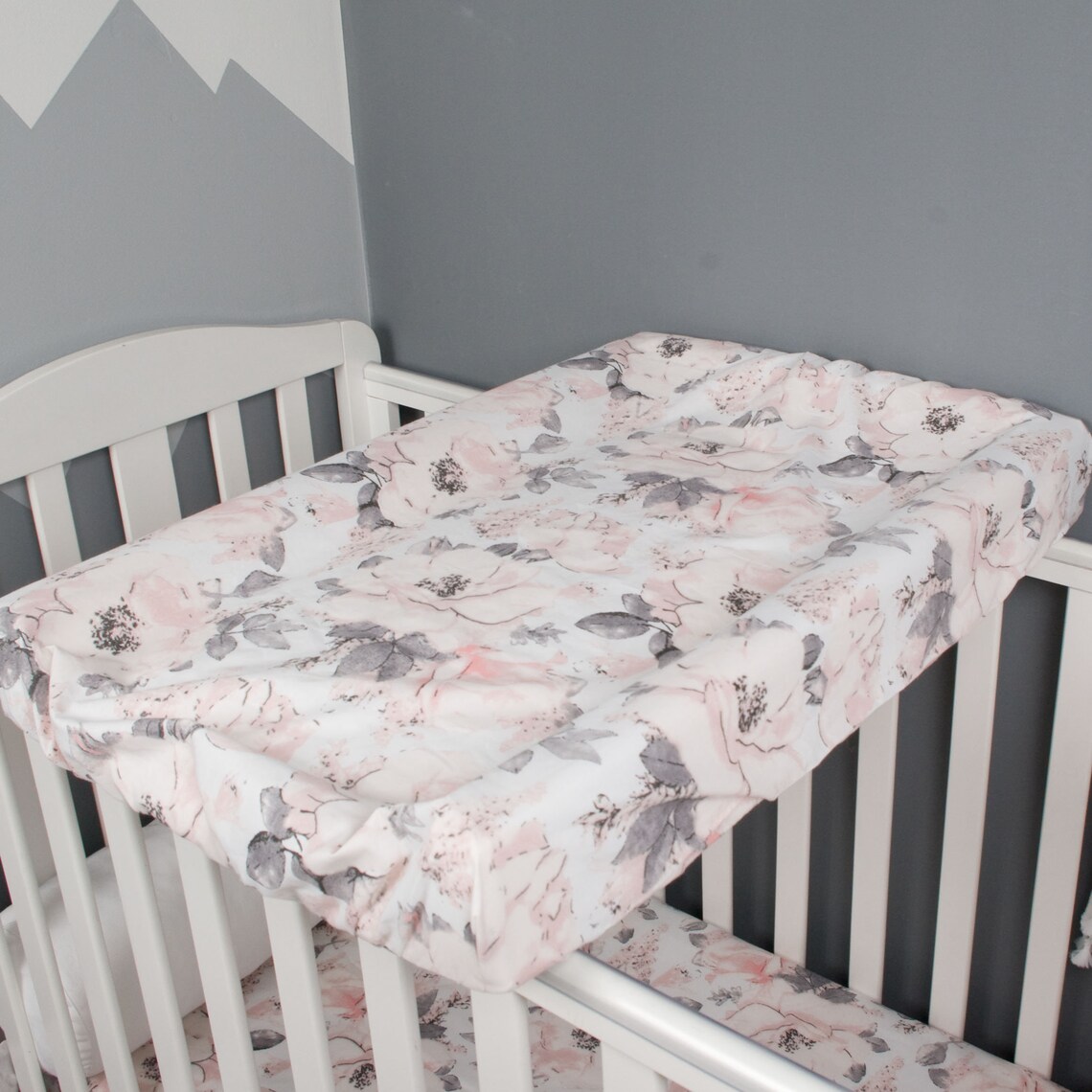 Changing Pad Cover Fitted Mattress Cotton Flower Peonies Print | Etsy