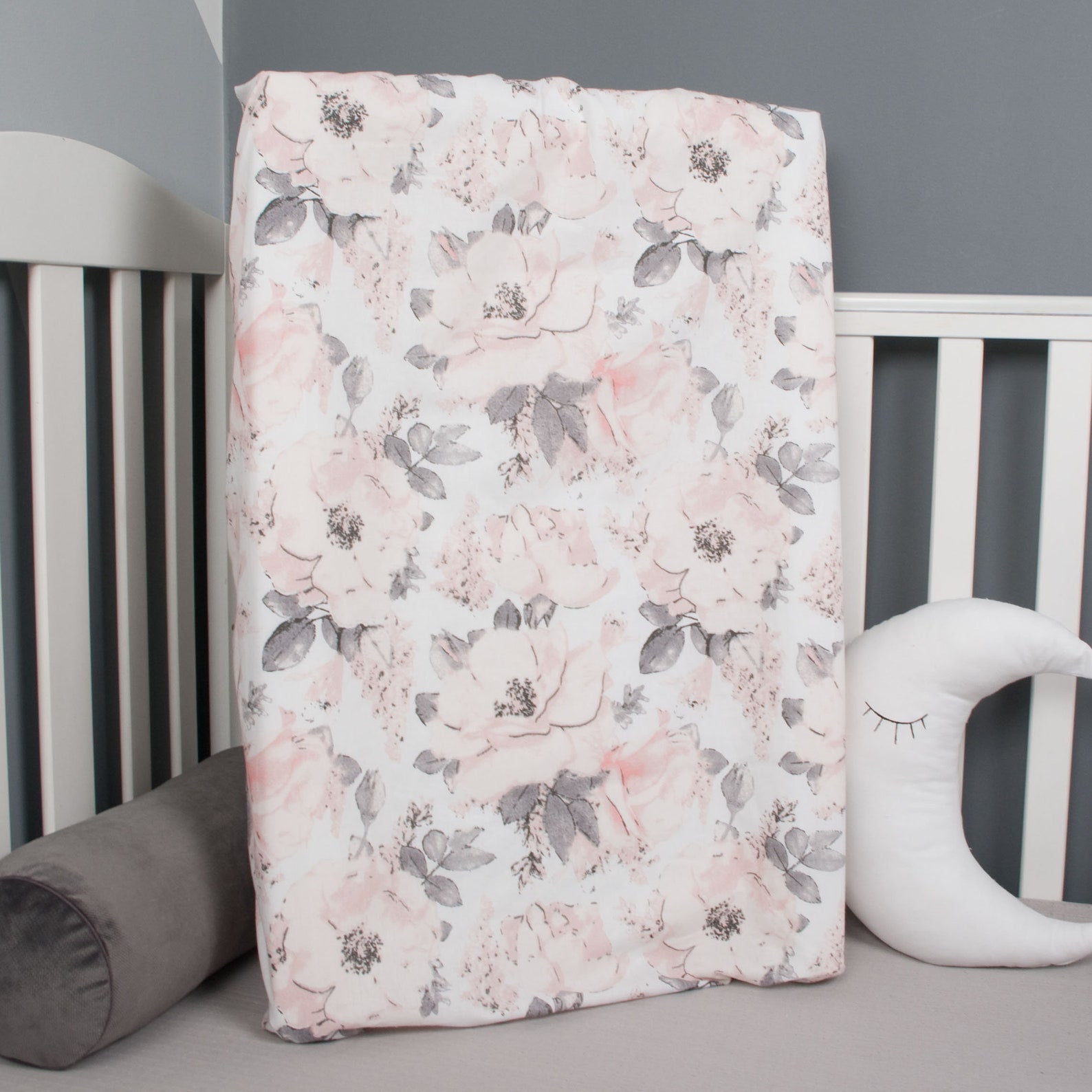 Changing Pad Cover Fitted Mattress Cotton Flower Peonies Print | Etsy