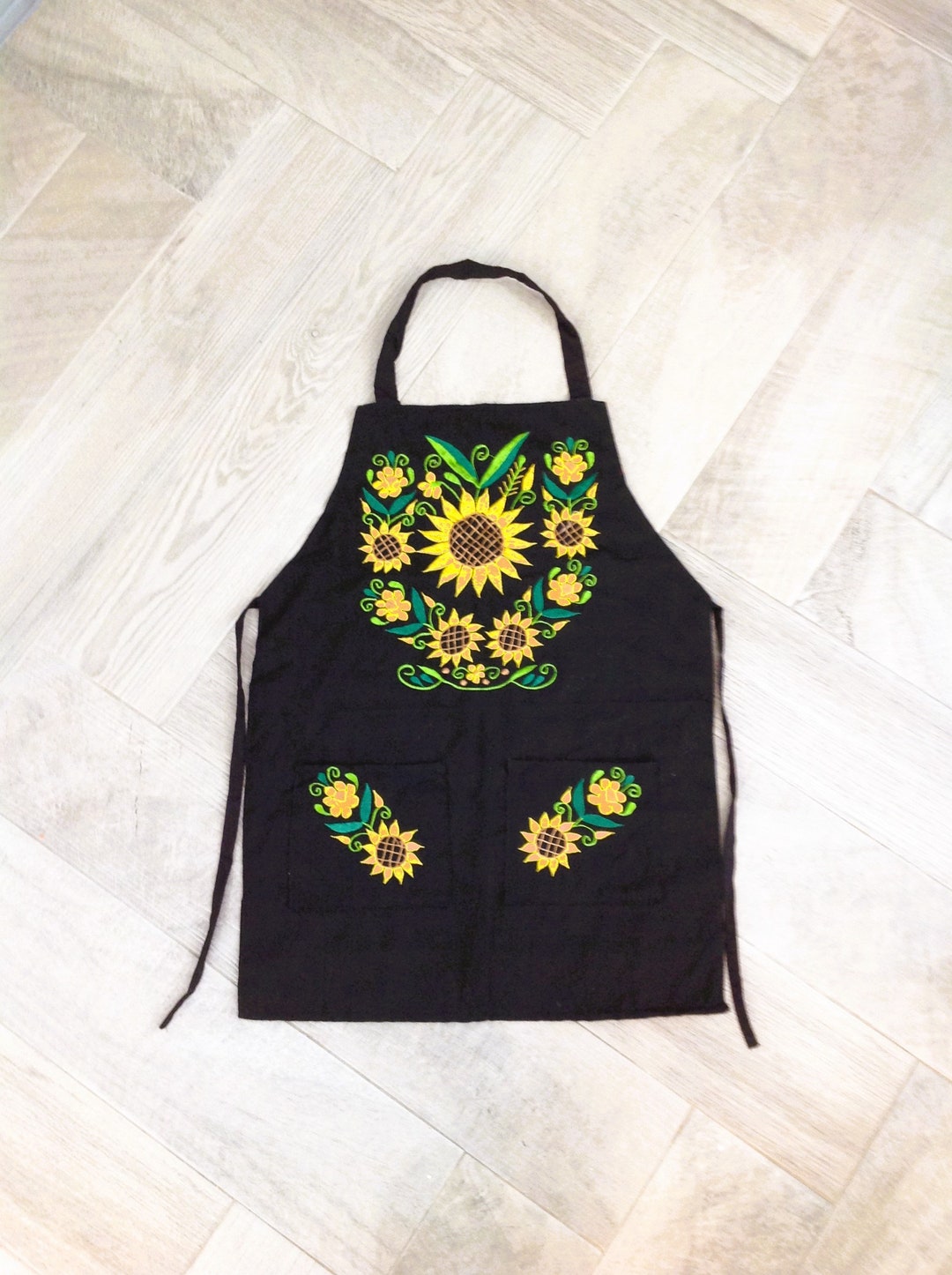 Embroidered Sunflowers Apron Mexican Apron Cooking Apron With a Pocket ...