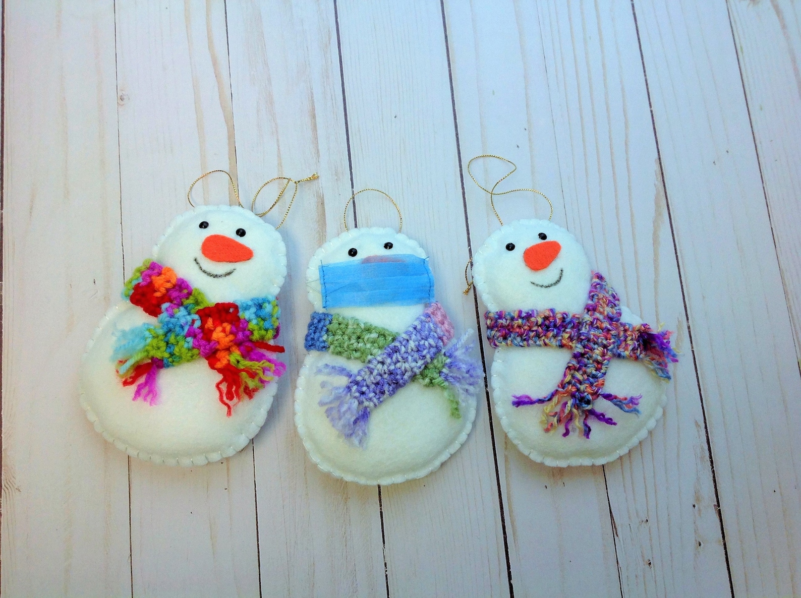 Set of 6 Christmas Snowman Felt Decorations Christmas | Etsy