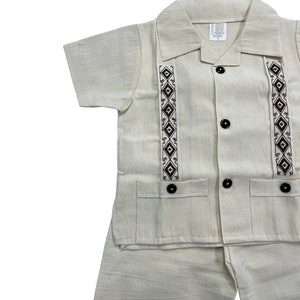 Beige Mexican Baby Toddler Boy Guayabera Outfit Beige Shirt and Shorts ...