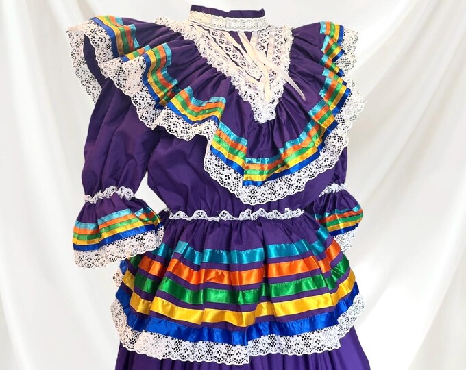 Purple Girl Mexican Jalisco Dancing Dress - Size 12 for Girls - Full ...