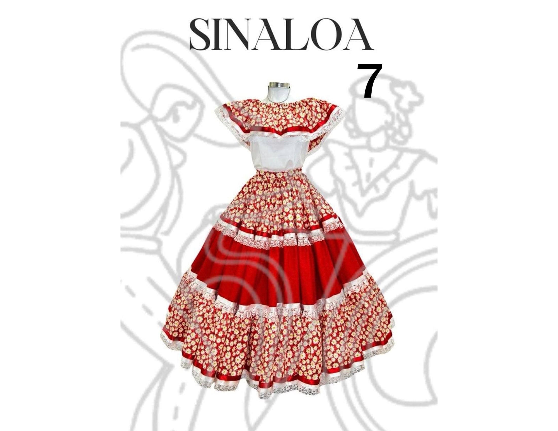 Girls Mexican Sinaloa Dancing Dress - Made to Order - Sizes 8 to 12yrs ...