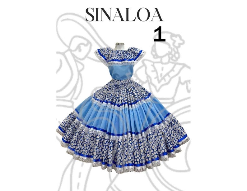 Girls Mexican Sinaloa Dancing Dress - Made to Order - Sizes 8 to 12yrs ...