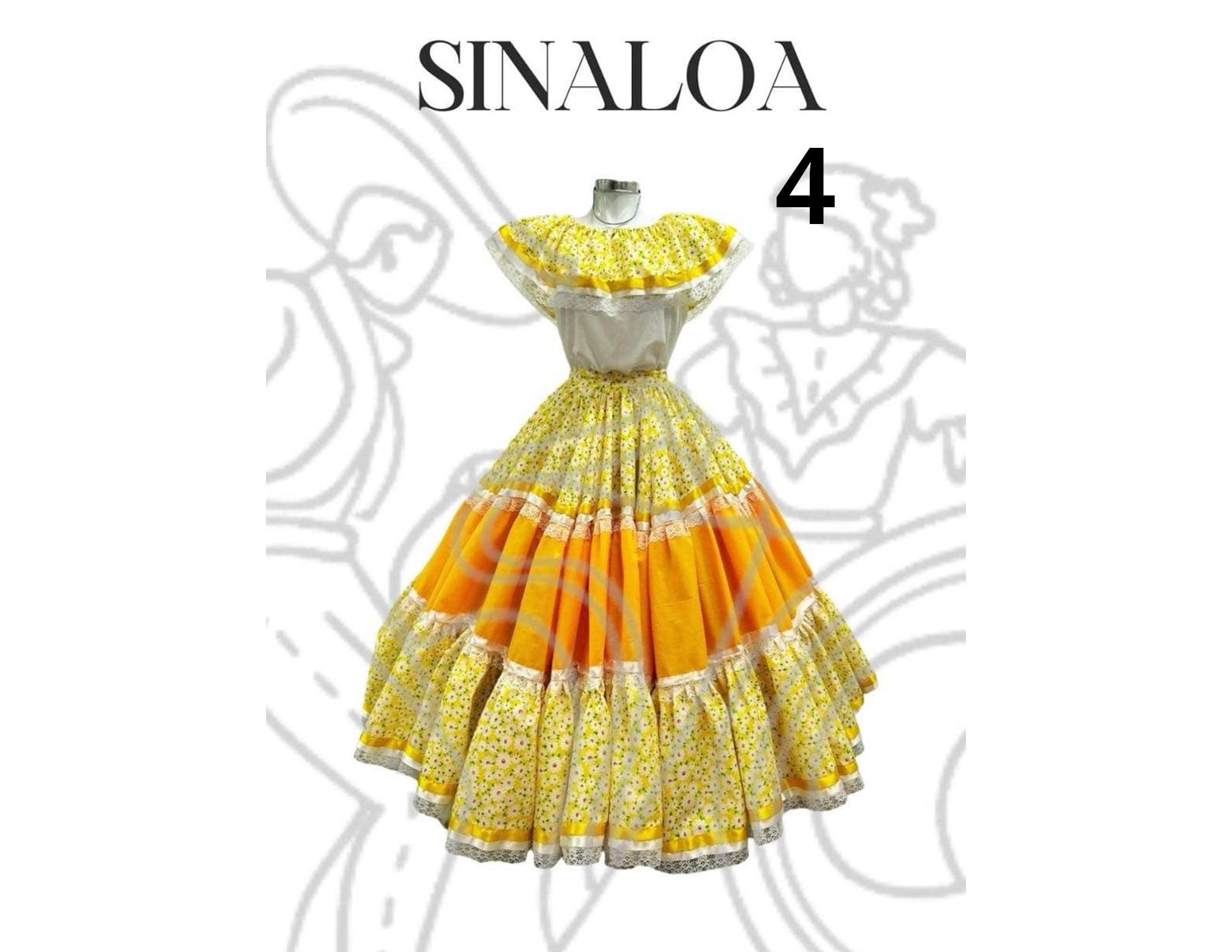 Girls Mexican Sinaloa Dancing Dress - Made to Order - Sizes 8 to 12yrs ...