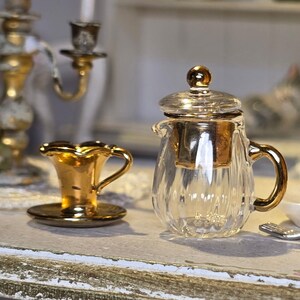 Miniature Luxury Coffee Set 18K Gold-plated Glass Jar and Pitcher for ...