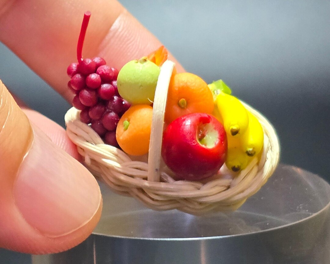 Set of Fruits in a Basket for Dollhouse Decoration or Collect Small ...