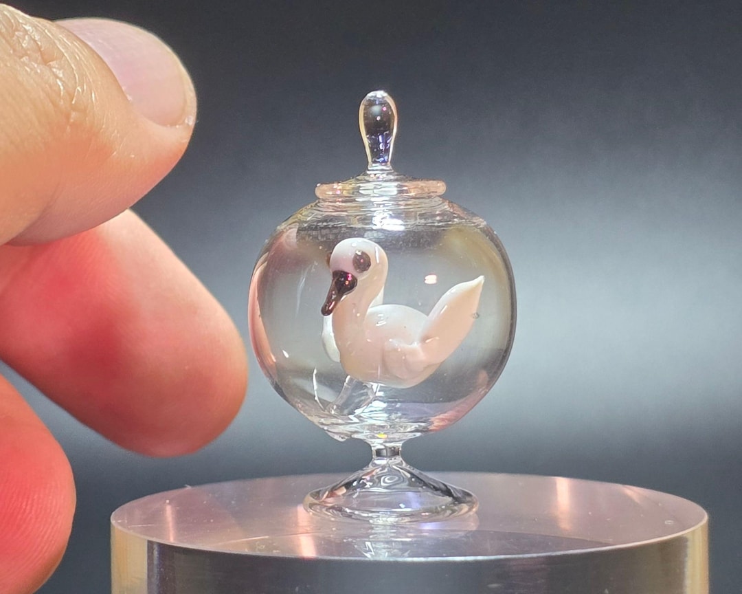 Dollhouse Miniature Diorama : Clear Swan in Glass Jar With Lid for ...