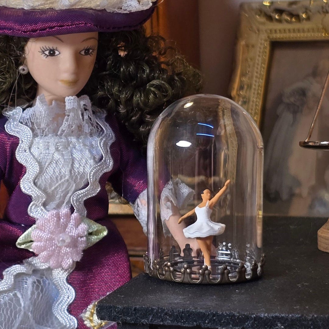 Scale 1:87 Woman Dancing Ballet in Glass Dome for Doll House Decoration ...