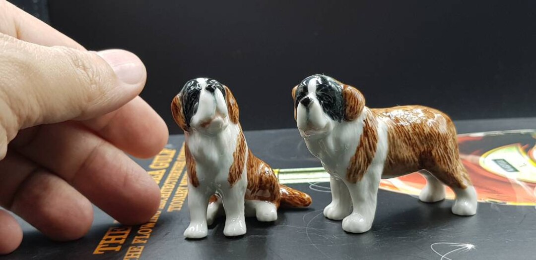 Ceramic 2 Dogs for Home Decoration or Dollhouse Miniature Collection of ...