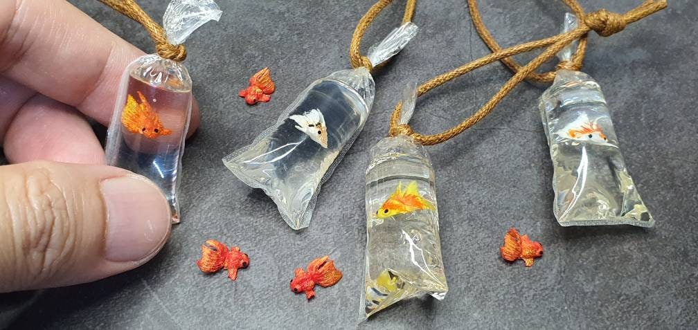 Handcraft Clay Goldfish in Plastic Bag for Collectibles in the - Etsy