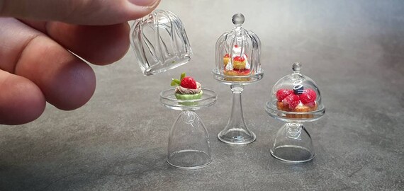 3 Stands glass cake cover for mini cake decorative dollhouse | Etsy