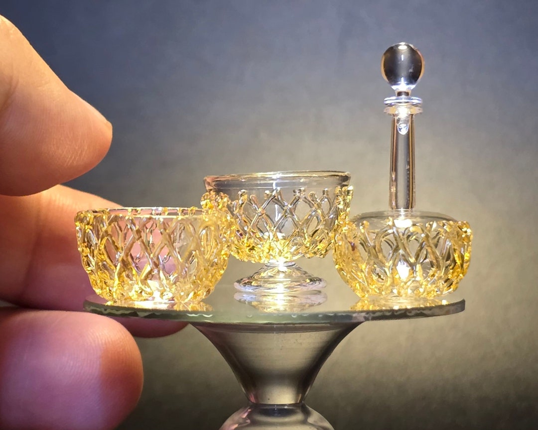 3 Style Glasses Bottles and Table Glass for Dollhouse Miniature or ...