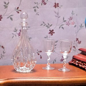 1:12 Scale Miniature Glass Bottle Set With Lid and 2 Glasses - Etsy