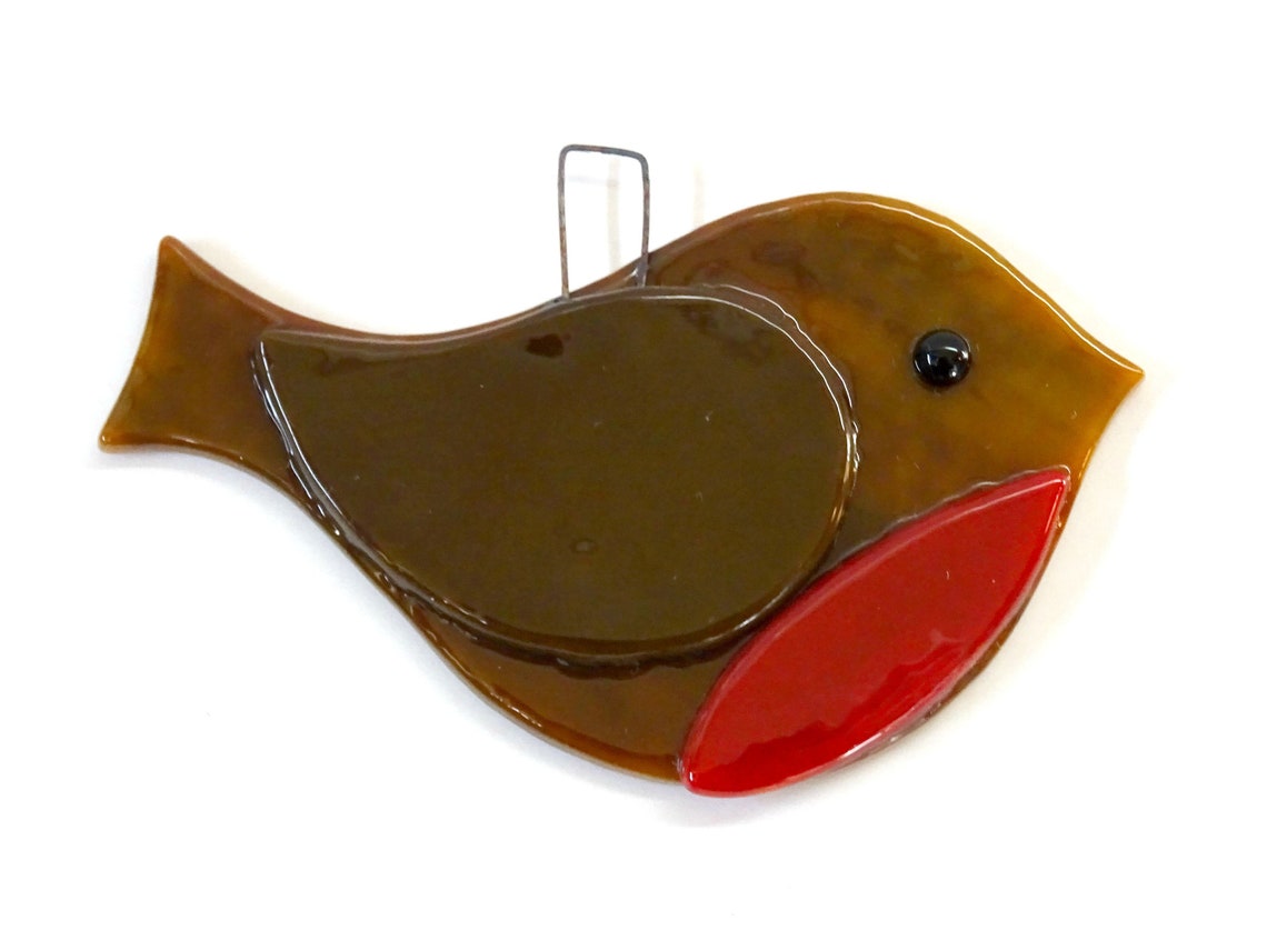 Fused Glass Robin Christmas Decoration Glass Art Tree | Etsy