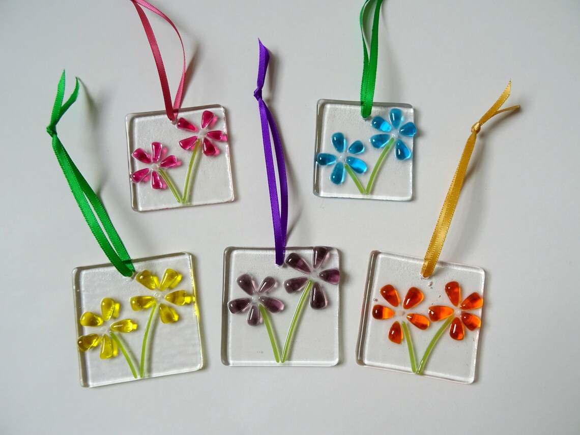 Flowers Glass Light Catcher Spring Flower Easter Twig Tree - Etsy