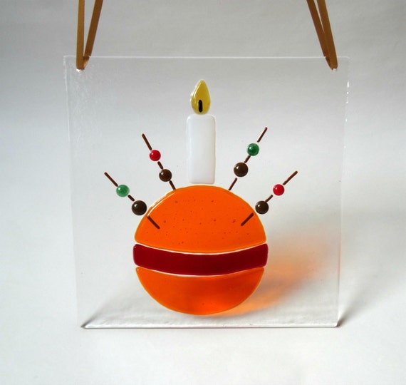Fused Glass Christingle Panel Stained Glass Art Window | Etsy
