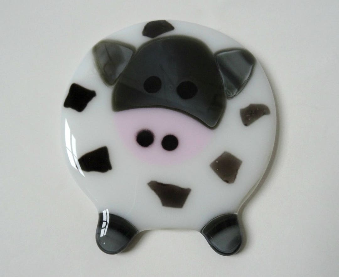 Cow Coaster, Fused Glass Coaster, Drinks Mat, Fused Glass Cow, Gift for ...