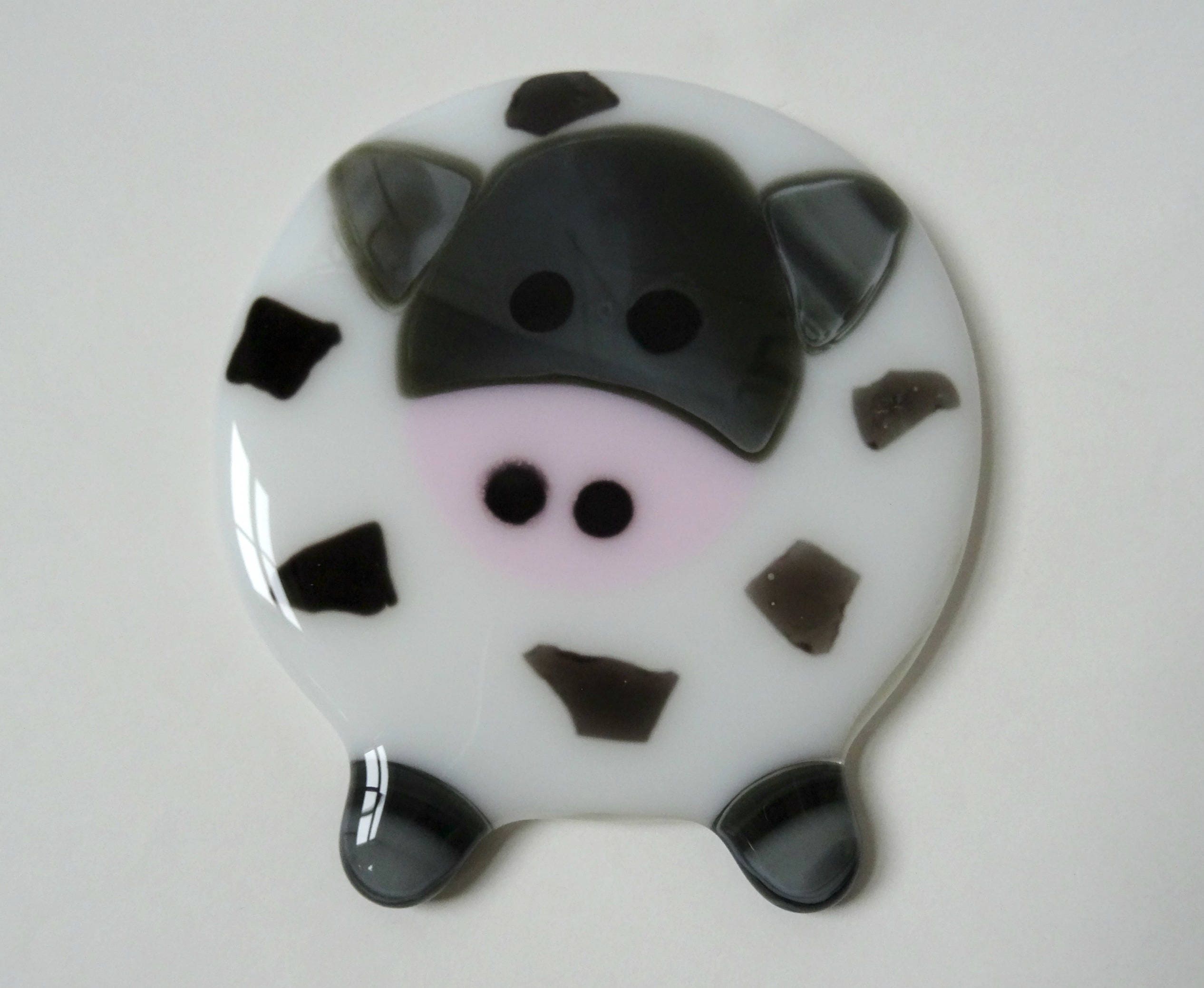 Cow Coaster, Fused Glass Coaster, Drinks Mat, Fused Glass Cow, Gift for ...