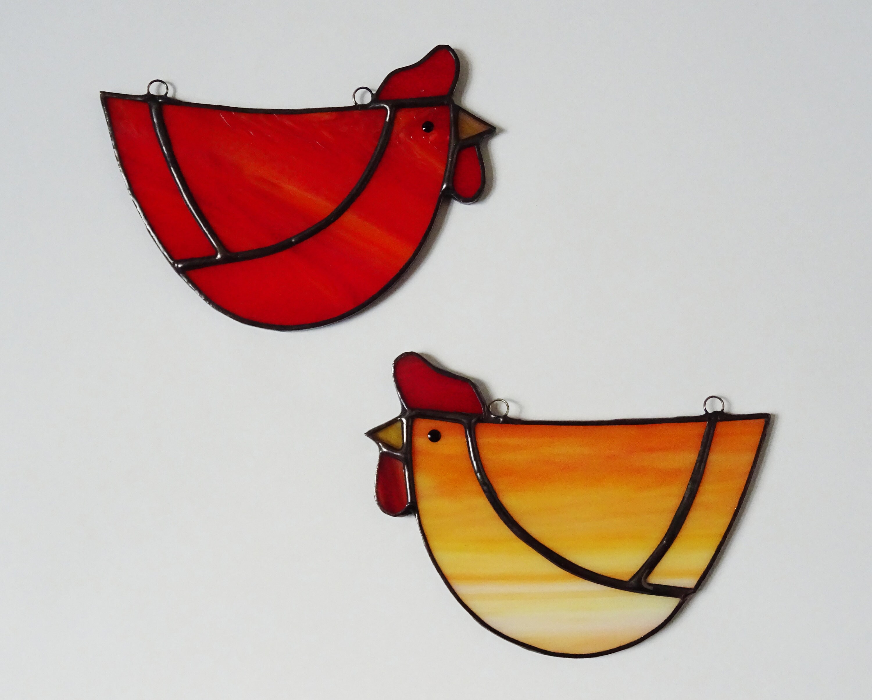 Stained glass chicken glass window decoration glass hen | Etsy