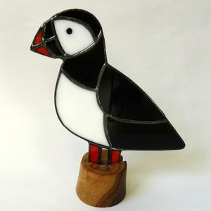 Stained Glass Puffin, Puffin Gift, Window Decoration, Wooden Stand ...