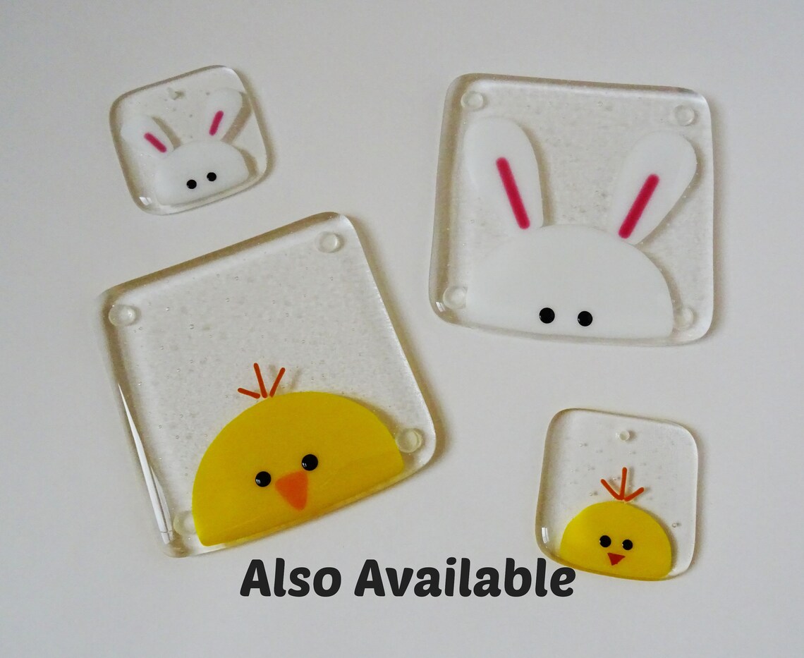 Rabbit Coaster, Fused Glass Coaster, Easter Bunny, Drinks Mat, Easter ...