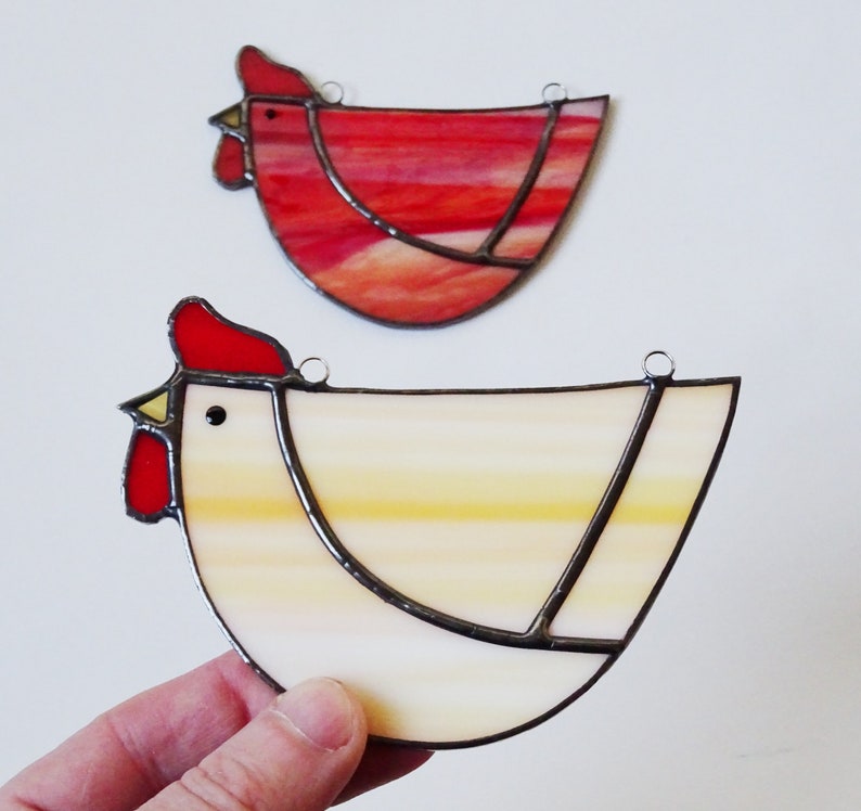 Stained Glass Chicken, Glass Window Decoration, Glass Hen, Fused Glass ...
