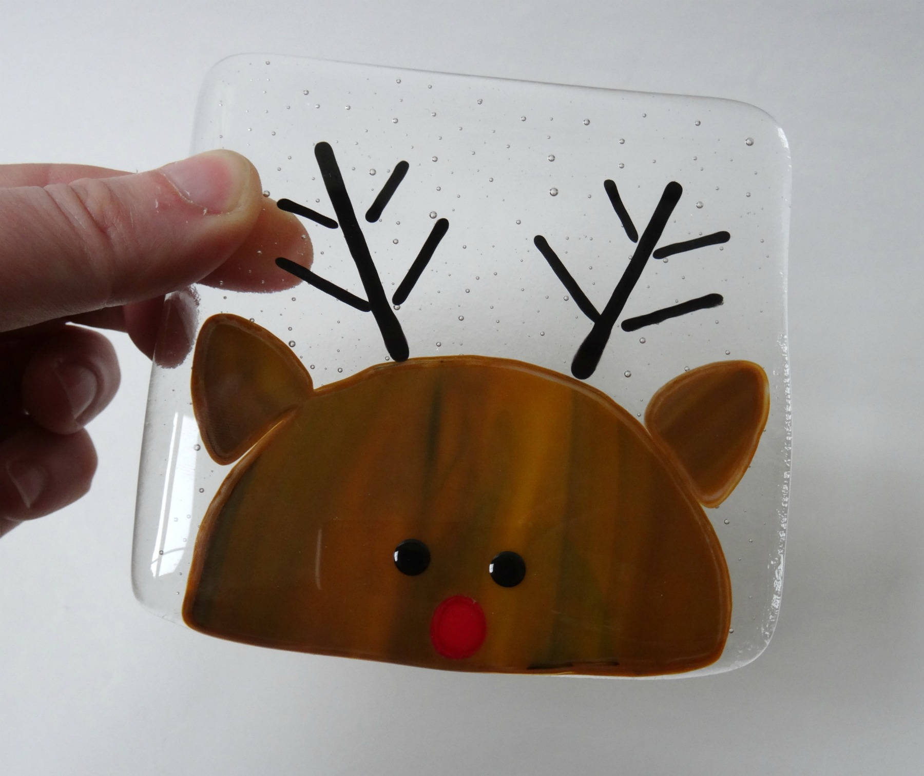 Rudolph Coaster Fused Glass Mat Christmas Gift for Her - Etsy UK