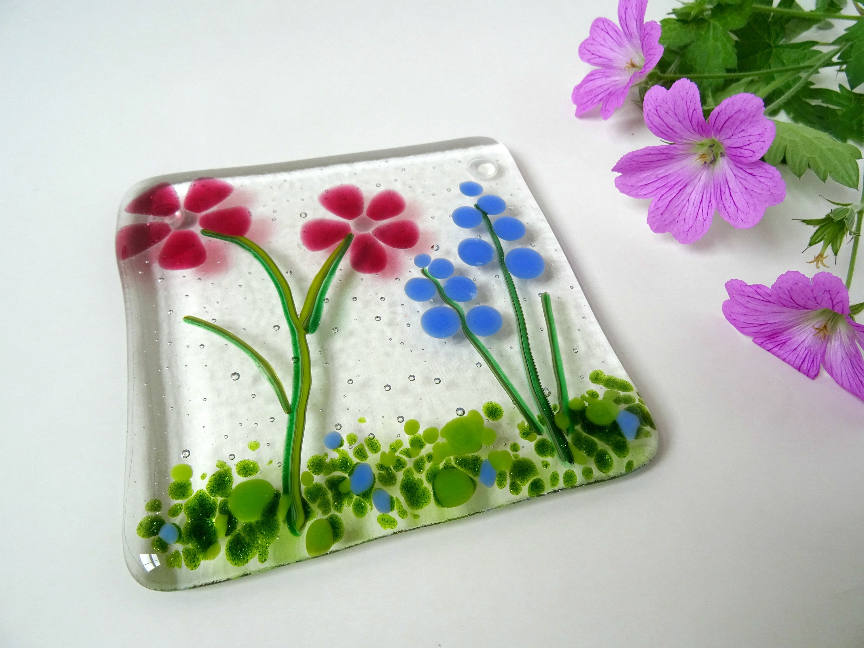 Wild Flowers Coaster Fused Glass Coaster Drinks Mat Fused - Etsy