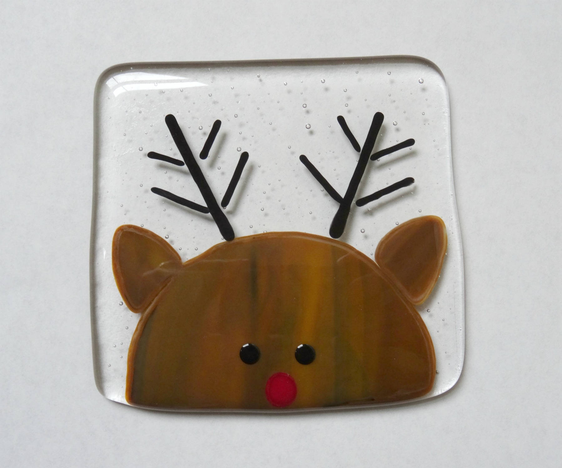Rudolph Coaster Fused Glass Mat Christmas Gift for Her - Etsy UK