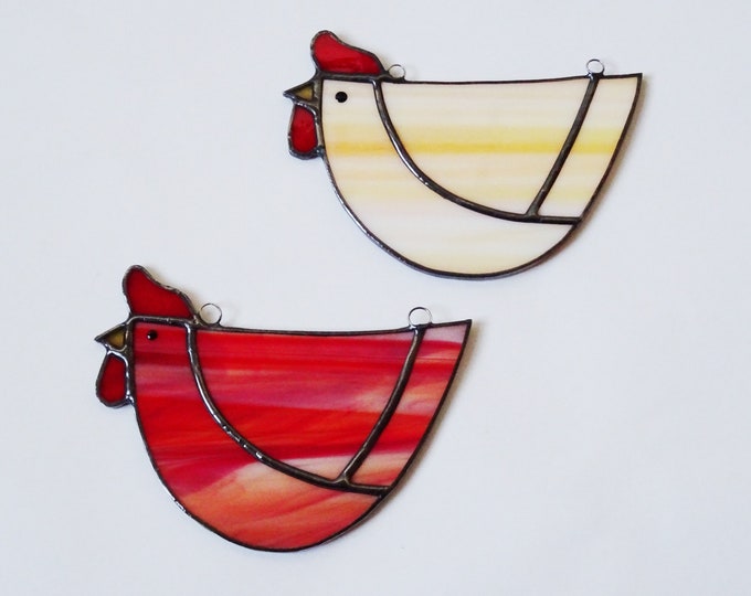 Stained Glass Chicken, Glass Window Decoration, Glass Hen, Fused Glass ...
